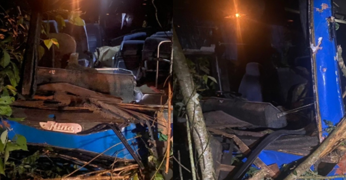 Dipercayai Gagal Brek, 38 Pekerja Kilang Cedera Bas Jatuh Tebing Malam Tadi