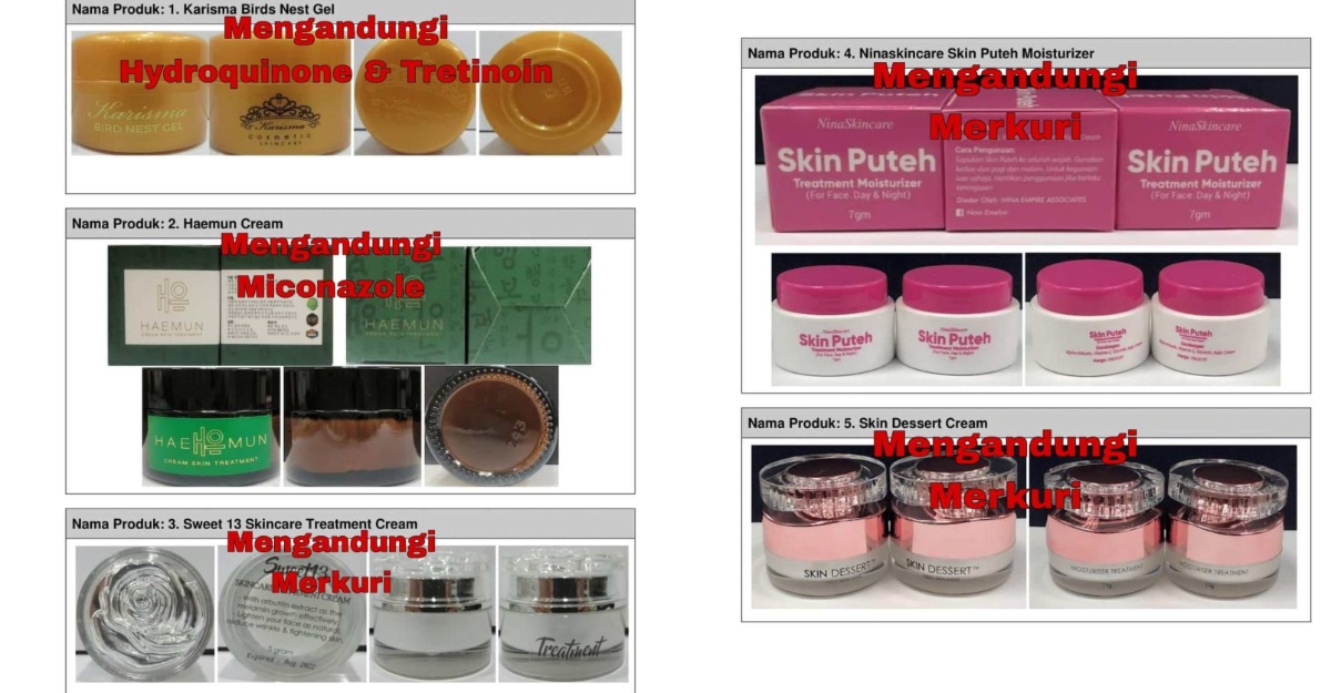 KKM Kesan Lima Produk Kosmetik Kandungi Racun Berjadual