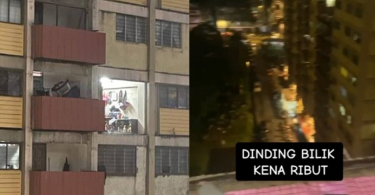 Diterbangkan Ribut, Keadaan Rumah Flat Viral Dinding 'Tercabut' Semalam