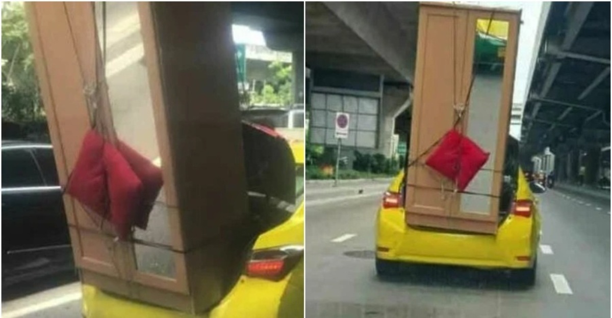 Pemandu Teksi Dirakam Selamba Sumbat Almari Dalam But Kereta