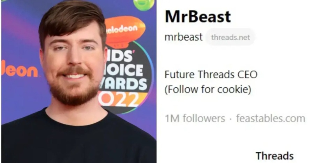 MrBeast Individu Pertama Berjaya Capai 1 Juta Pengikut Di Threads