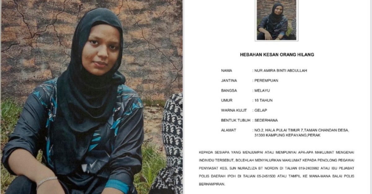 Polis Minta Bantuan Kesan Remaja Perempuan Hilang