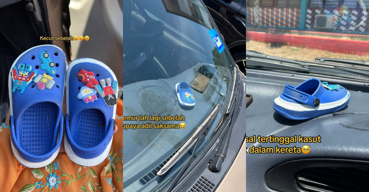 Cuaca Panas Sangat, Kasut Getah Anak Tertinggal Dalam Kereta Mengecut