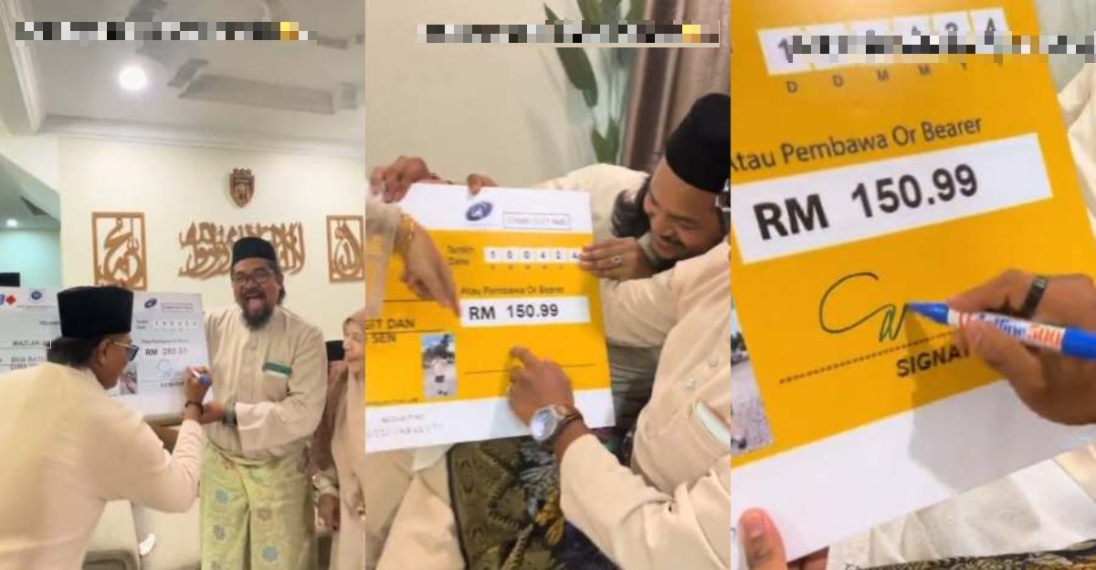 Paling "Rare", Duit Raya Diberi Dalam Bentuk "Mock Cheque" Curi Tumpuan ...