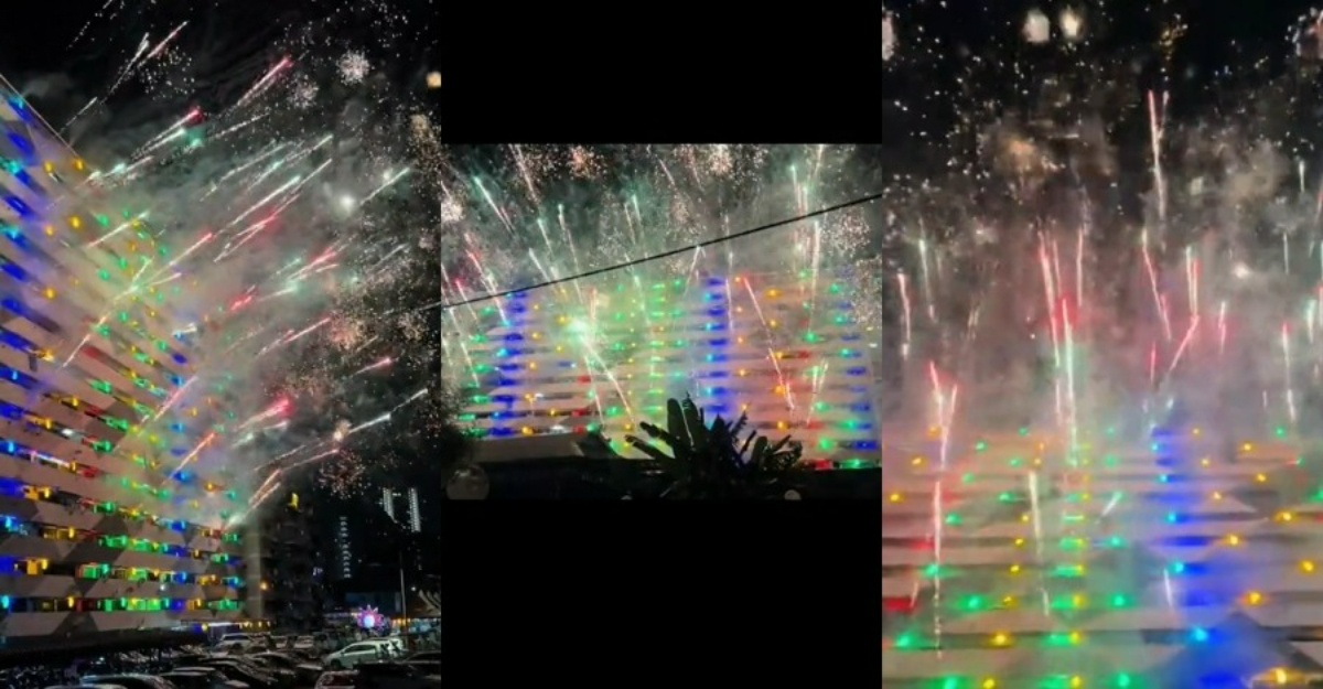 Raya Meriah, Viral Satu Blok Sepakat Main Bunga Api