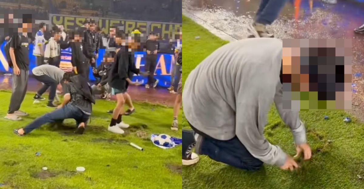 Penyokong Indonesia Potong Jaring, Cungkil Rumput Di Stadium GBLA