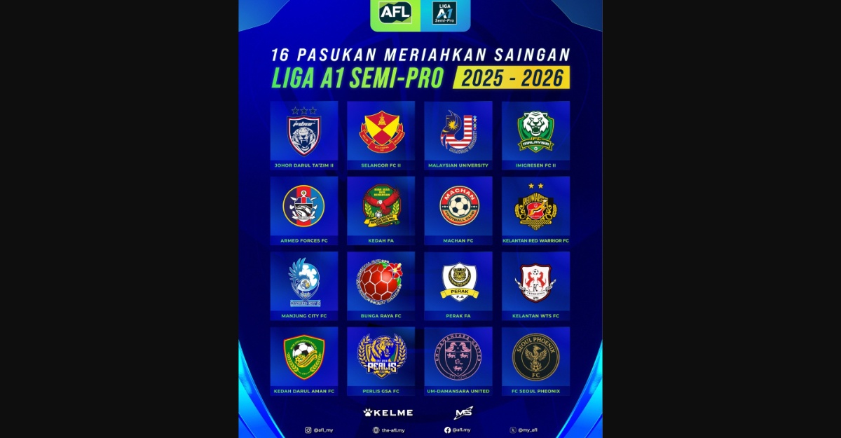 16 Pasukan Sah Sertai Liga A1 Semi Pro 2025-2026